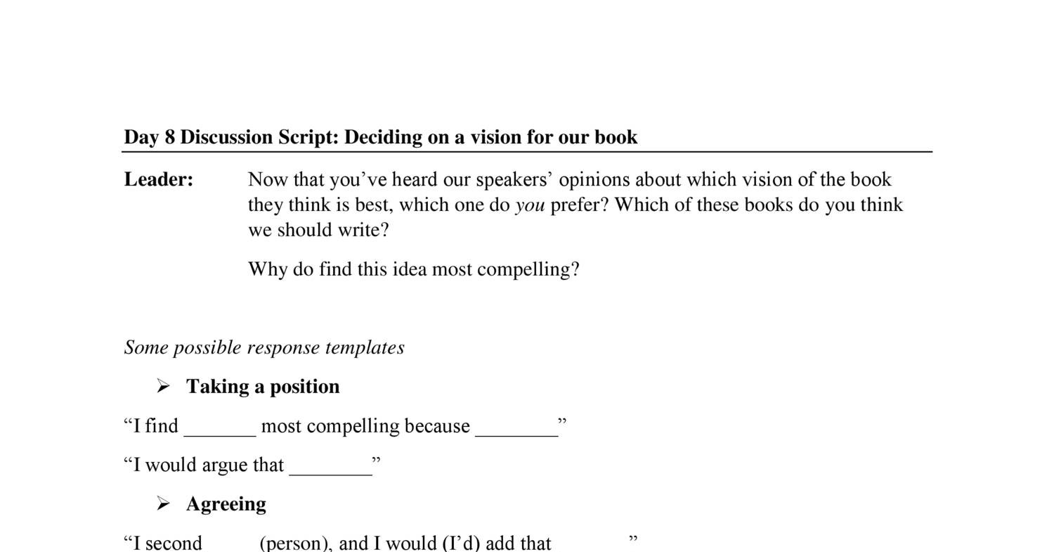 Day 8 Discussion Script.docx | DocDroid