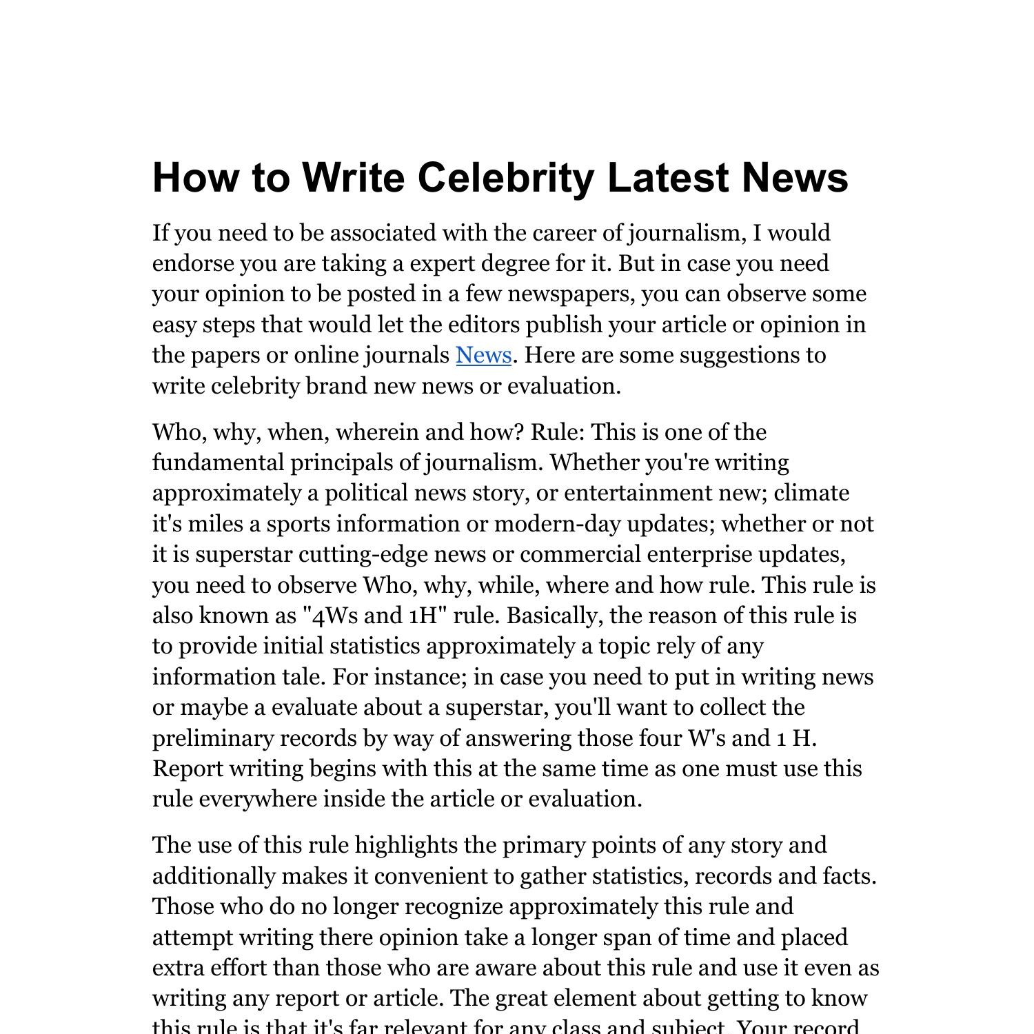 How to Write Celebrity Latest News.pdf | DocDroid