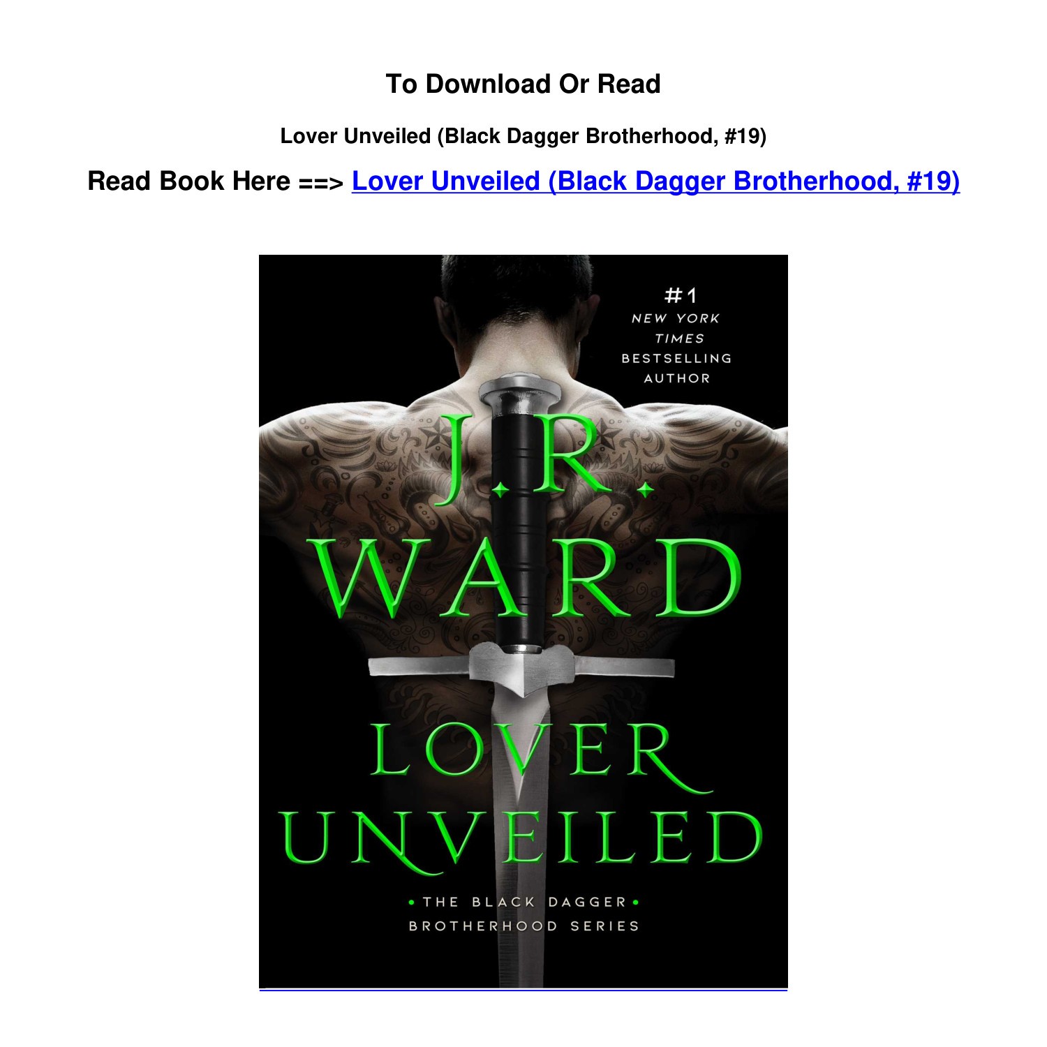 DOWNLOAD EPUB Lover Unveiled Black Dagger Brotherhood 19 BY J R Ward.pdf | DocDroid