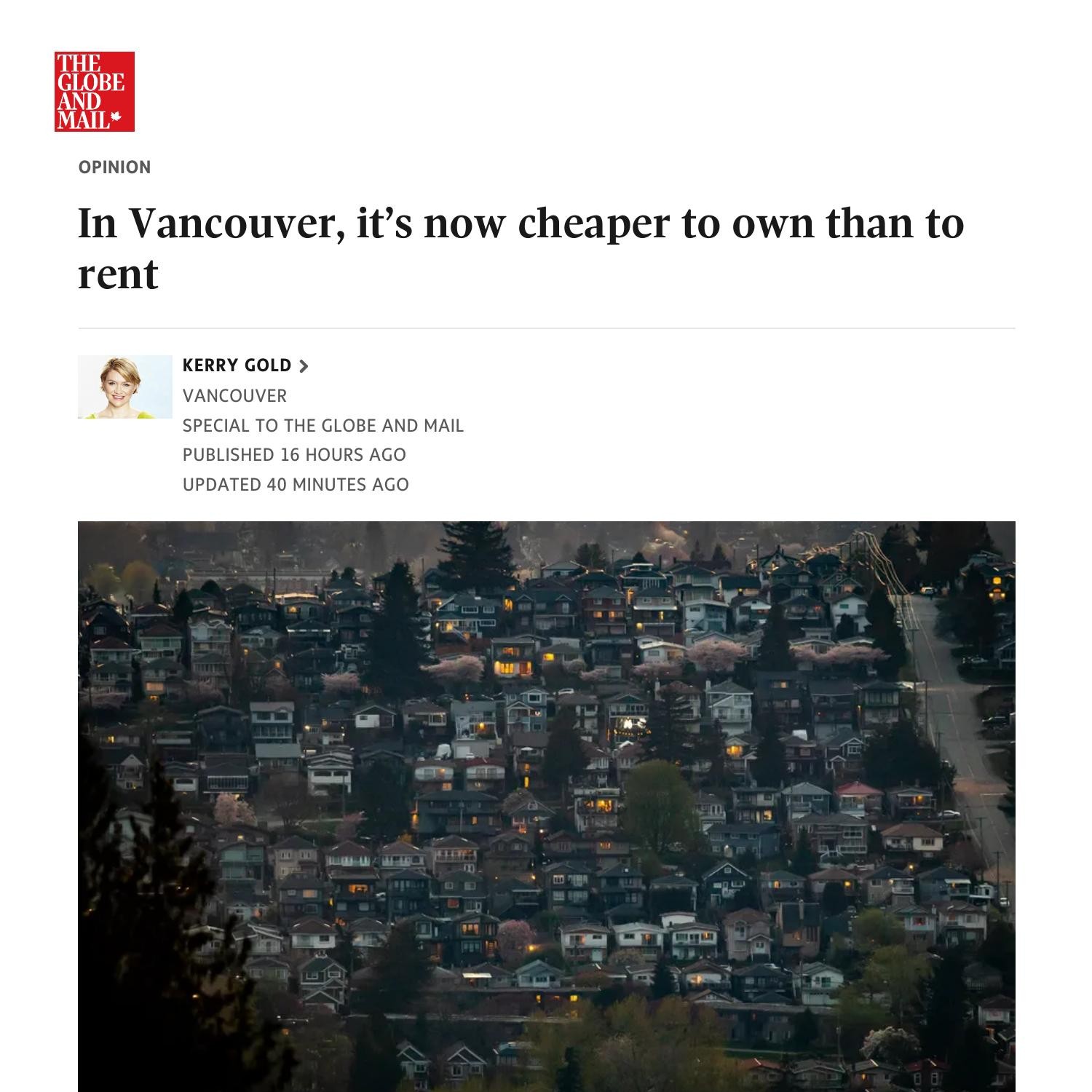 In Vancouver, it’s now cheaper to own than to rent - The Globe and Mail ...