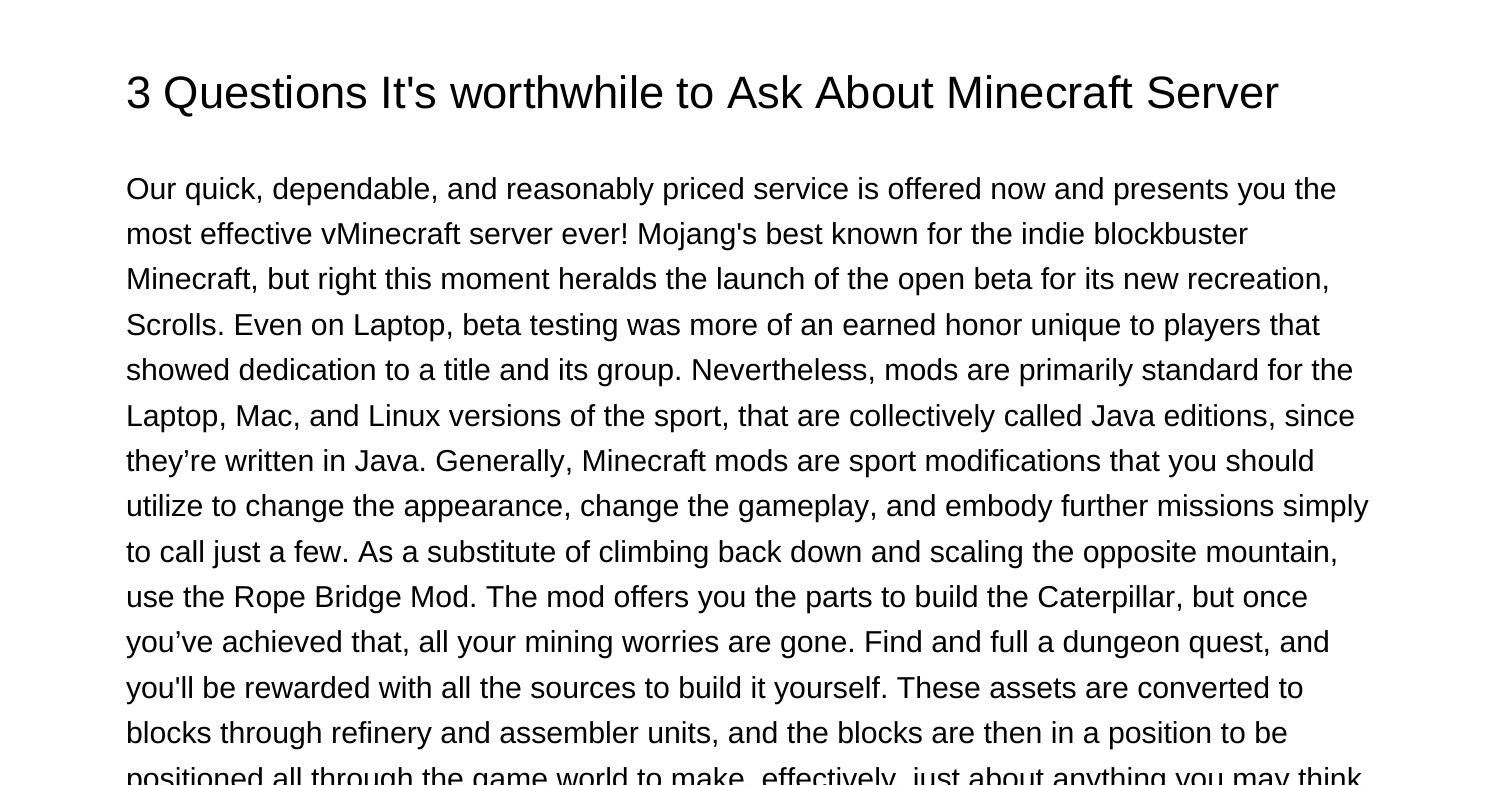 Ten Questions Its essential to Ask About Minecraft Serverxsptr.pdf.pdf | DocDroid