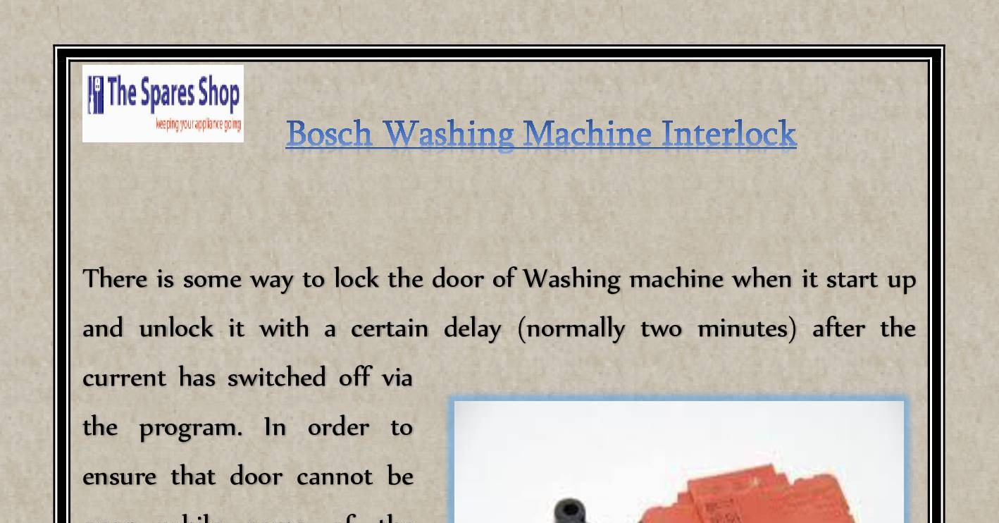 Bosch Washing Machine Interlock.docx | DocDroid