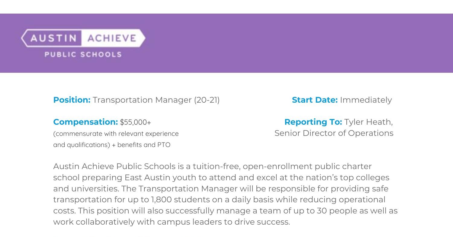 Transportation Manager Job Description (20-21).pdf | DocDroid