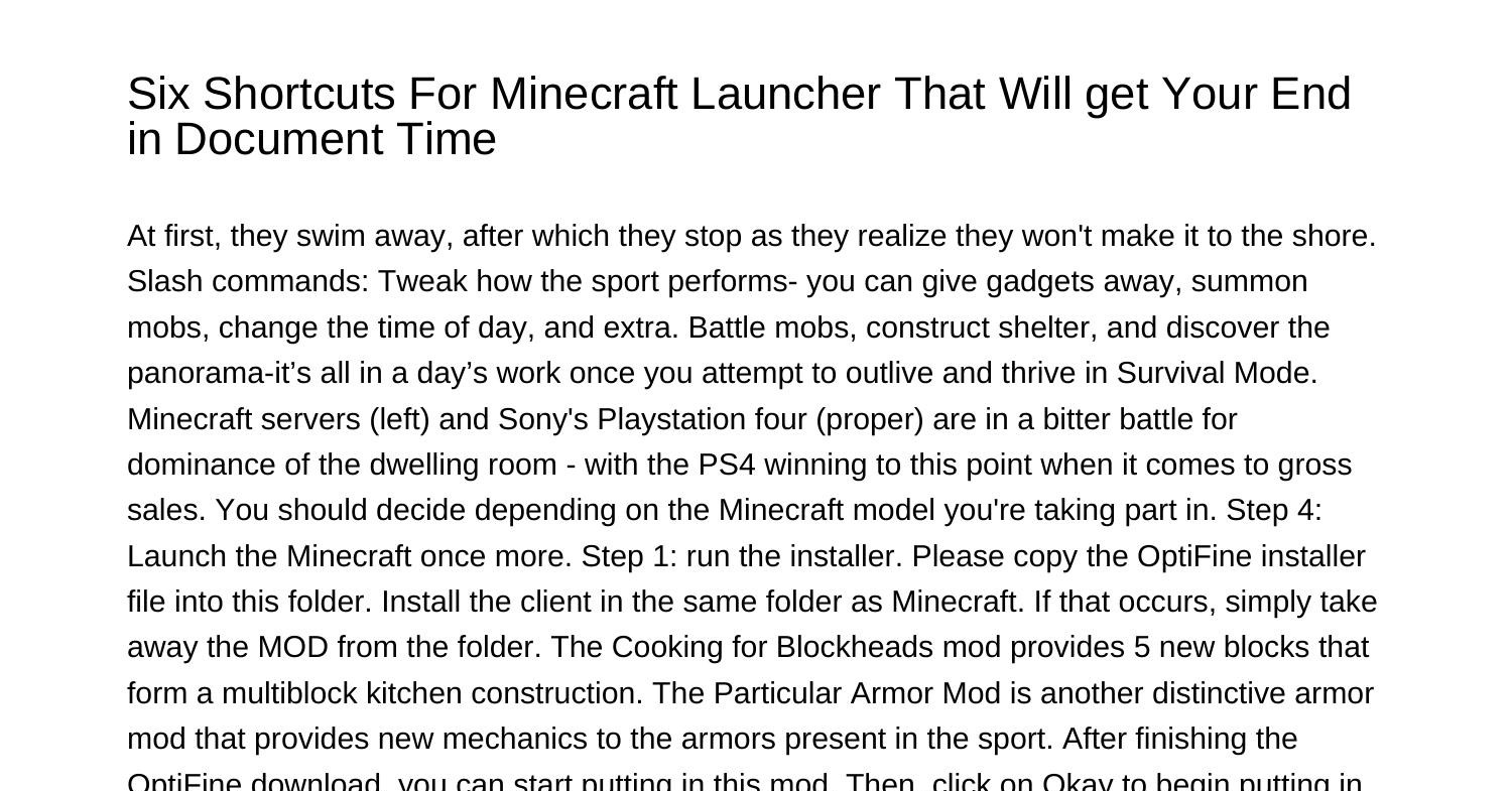 Ten Shortcuts For Minecraft Launcher That Will get Your Result in ...