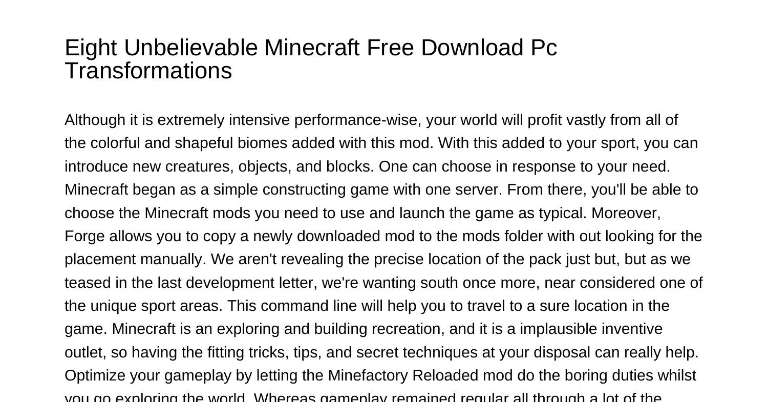 Ten Incredible Minecraft Free Download Pc Transformationswszse.pdf.pdf ...