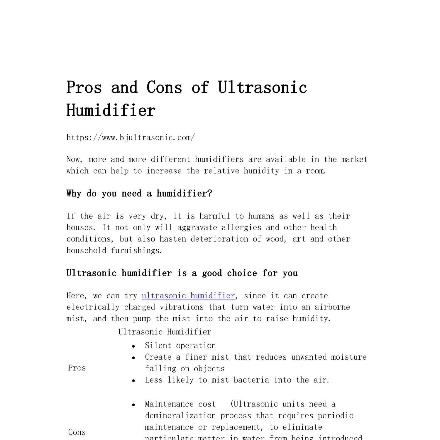 Pros and Cons of Ultrasonic Humidifier.pdf | DocDroid
