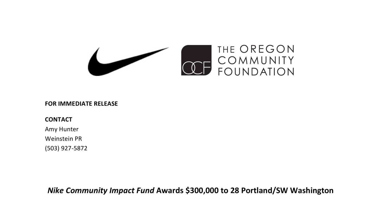 Nike Community Impact Fund press release_ Fall15Funding_10-15-15.pdf ...