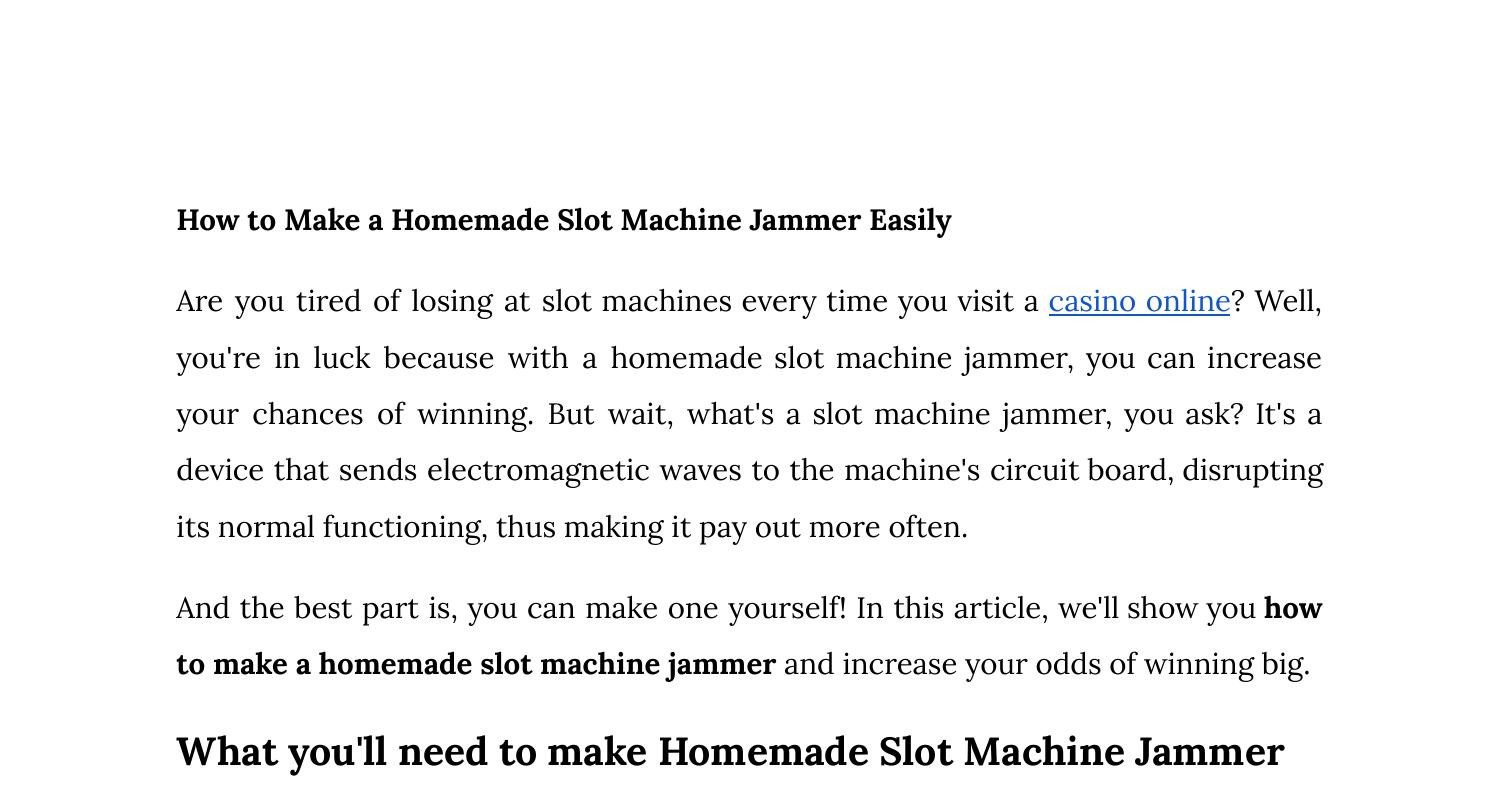 How to Make a Homemade Slot Machine Jammer Easily.pdf | DocDroid
