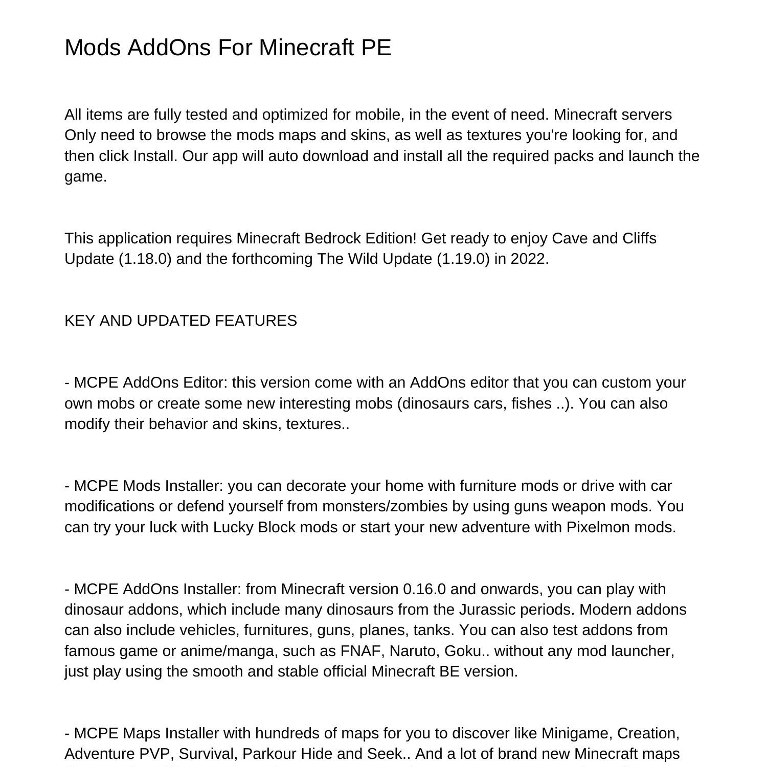Mods AddOns For Minecraft PEzjrmu.pdf.pdf | DocDroid