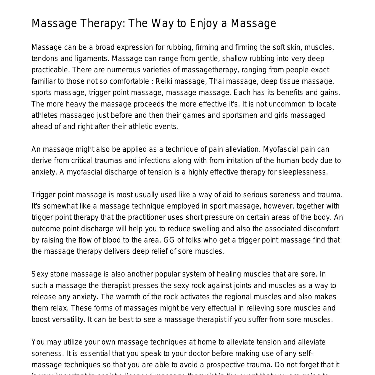 Massage Therapy How to Enjoy a Massagenbltu.pdf.pdf | DocDroid