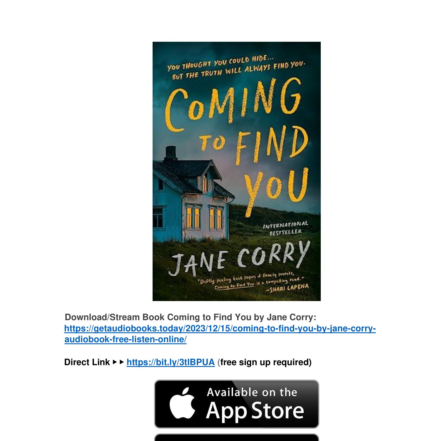 PDF Book Coming to Find You by Jane Corry Audiobook Free Download.pdf | DocDroid