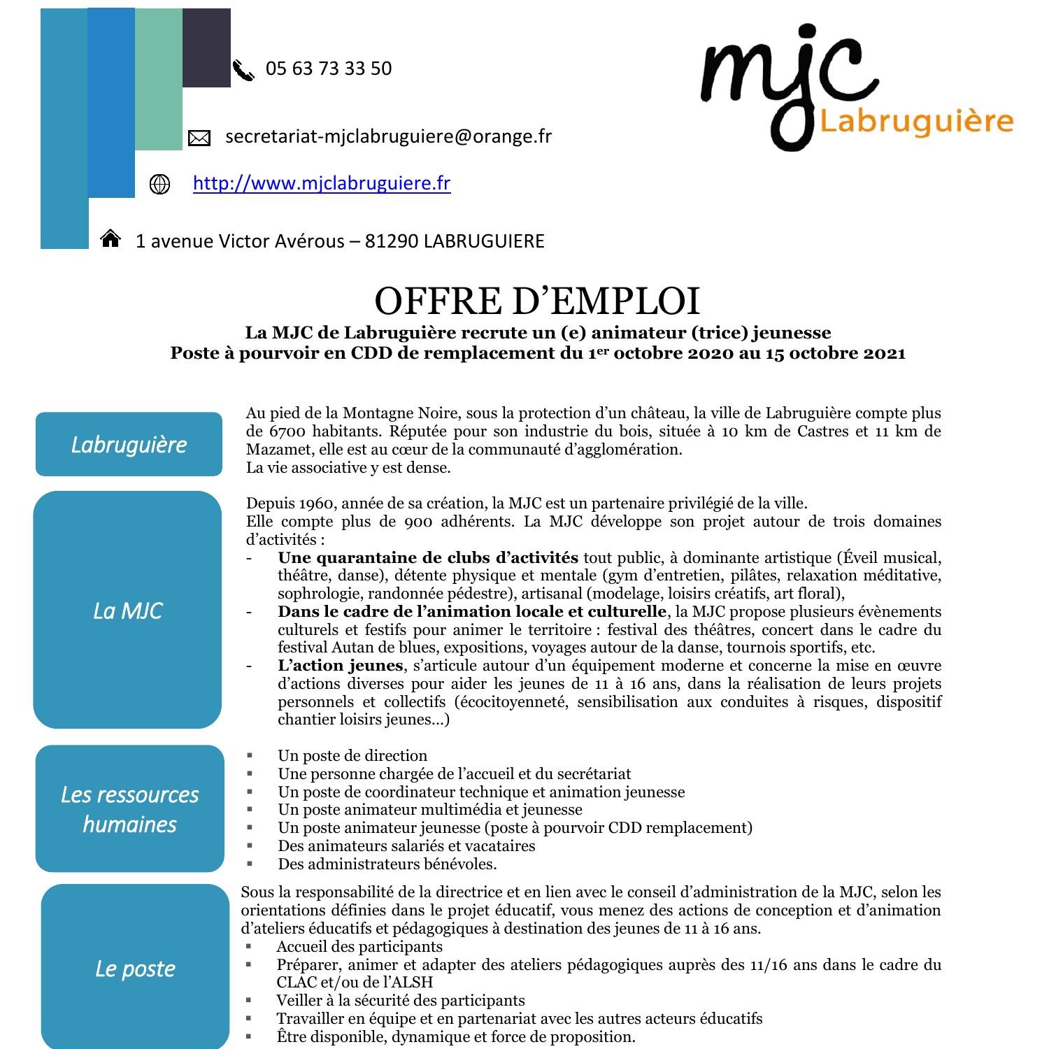 Modèle DUne Offre DEmploi (CDD ou CDI) - Lettres Gratuites - Competences
