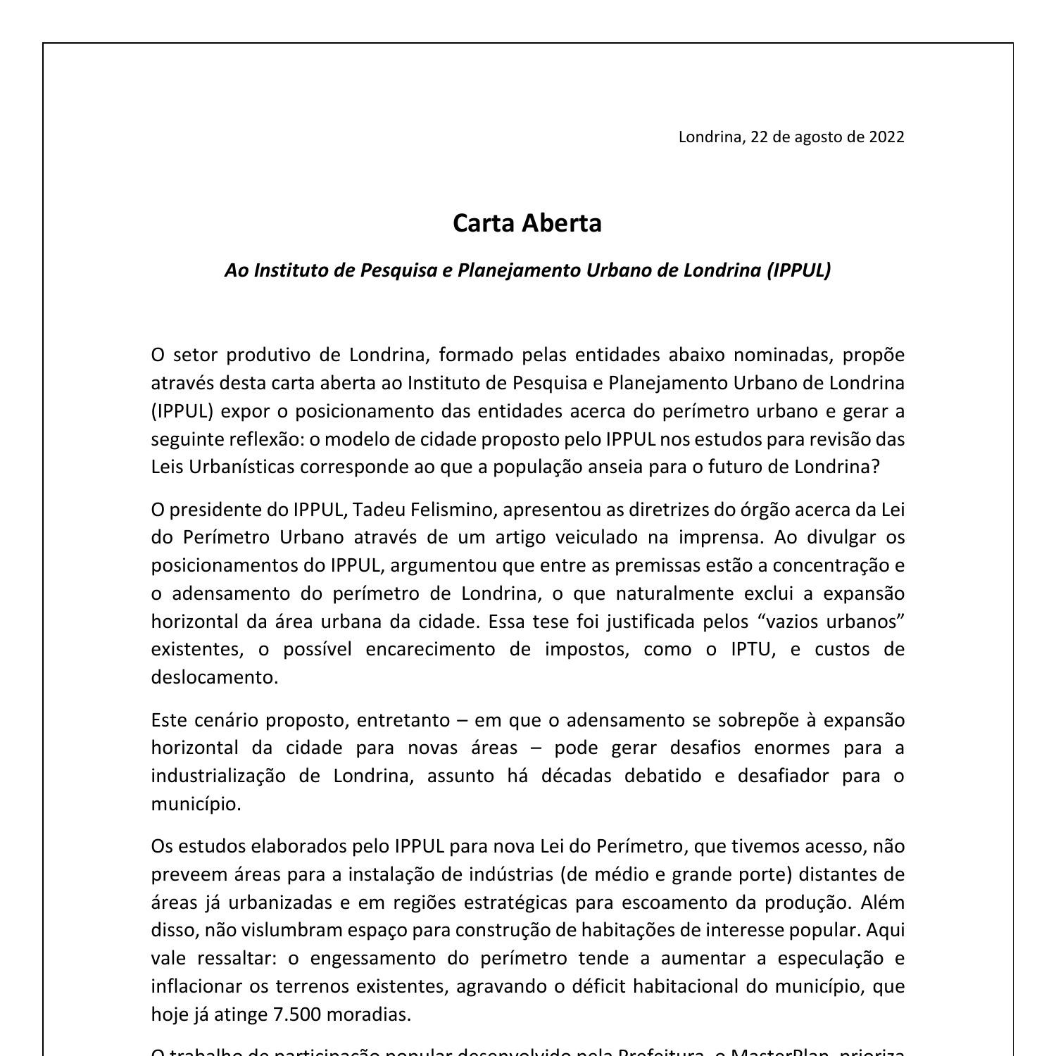 Carta Aberta Exemplo Pdf - FDPLEARN