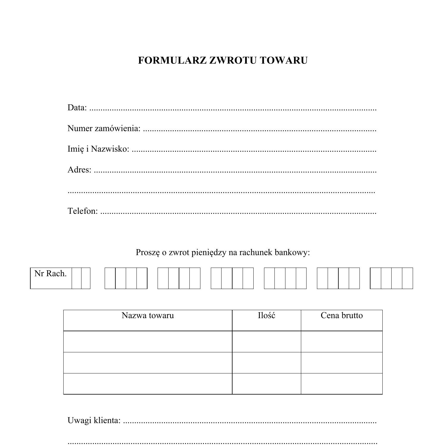 Formularz zwrotu pdf DocDroid