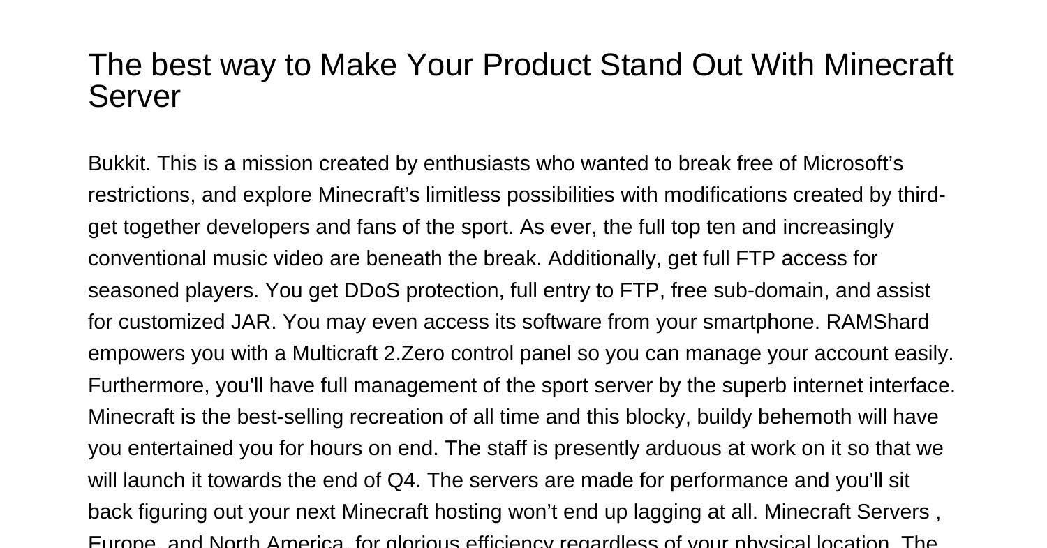 Tips on how to Make Your Product Stand Out With Minecraft Serverfjlbh.pdf.pdf | DocDroid