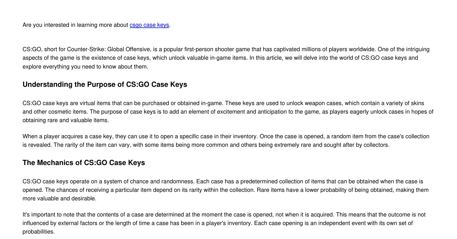 Unveiling the Ins and Outs of CS:GO Case Keys: Everything You Need to ...