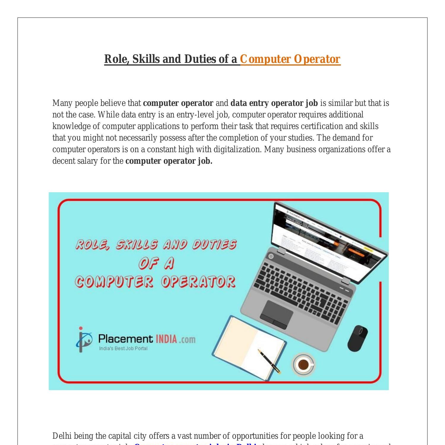 Role, Skills and Duties of a Computer Operator.pdf | DocDroid