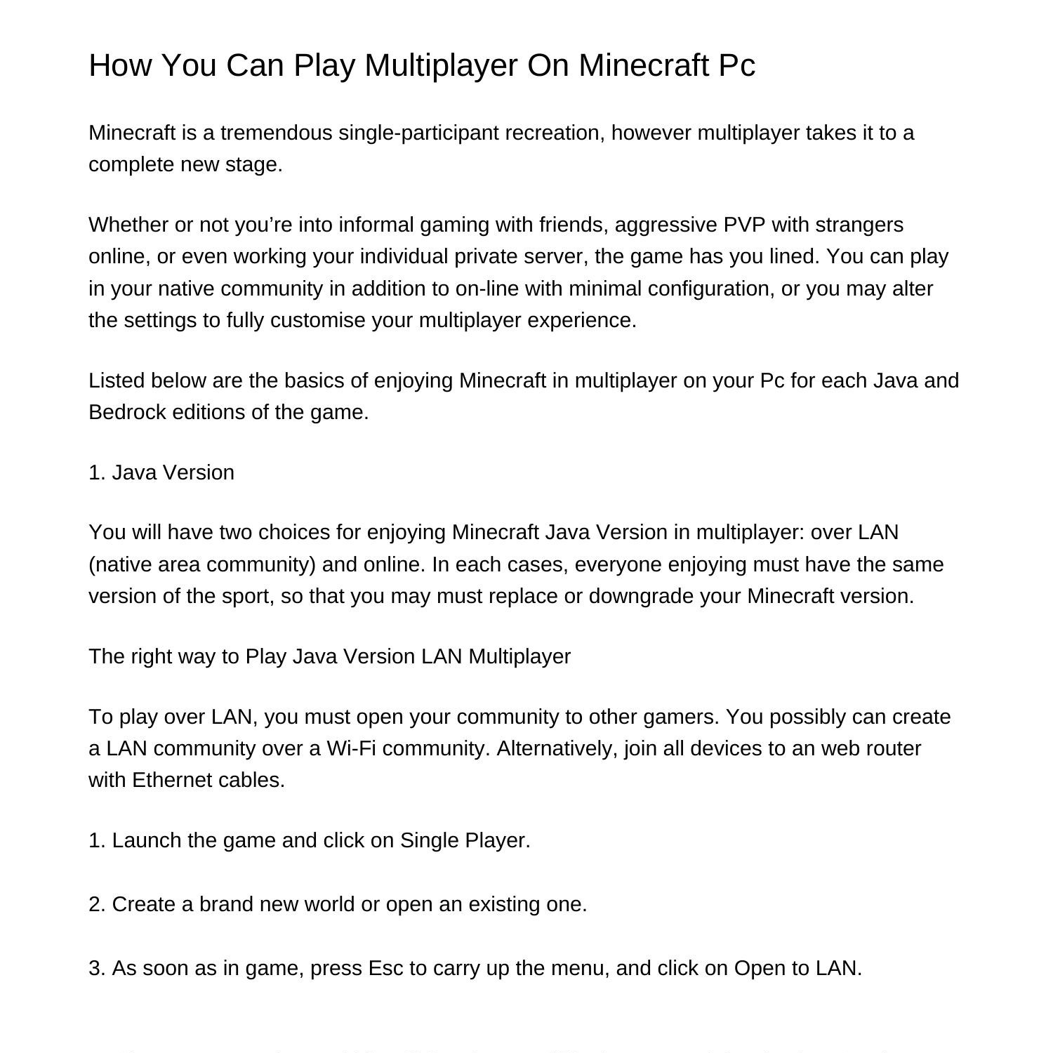 How One Can Play Multiplayer On Minecraft Pcmsixf.pdf.pdf | DocDroid