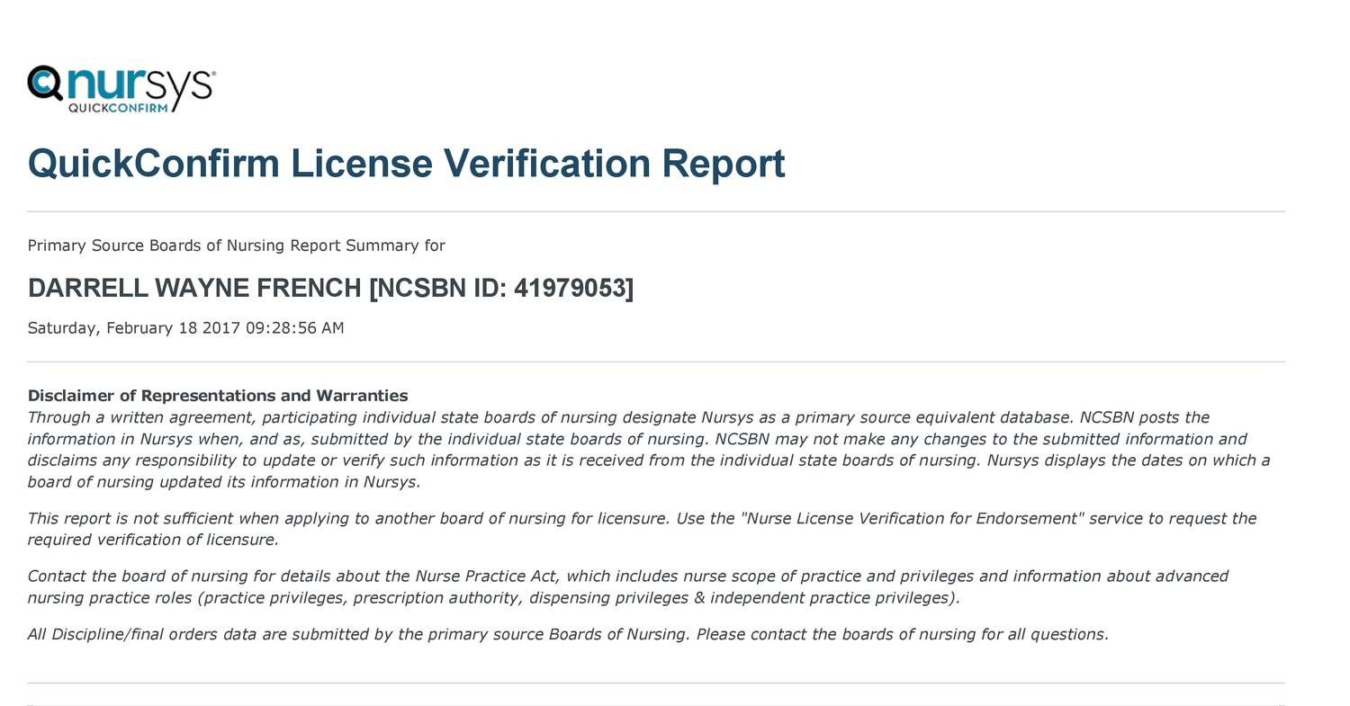 French Nursys-QuickConfirm-License-Verification-Report_2017_02_18 (1 ...