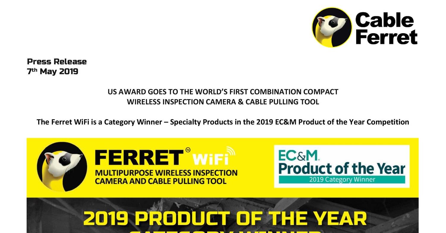 Press Release Cable Ferret EC&M Product of the Year Category Winner ...