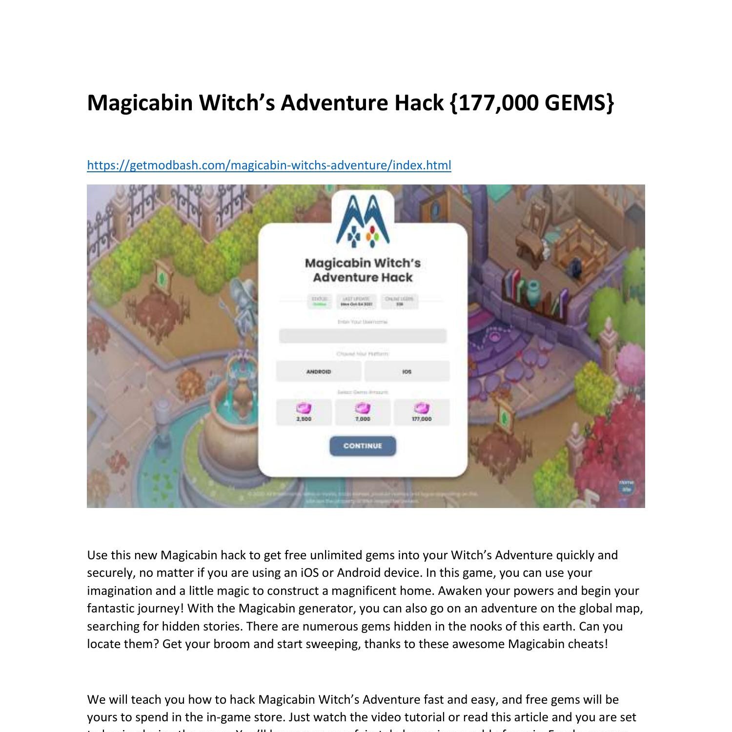 Magicabin Witch’s Adventure Hack {177,000 GEMS}.pdf | DocDroid