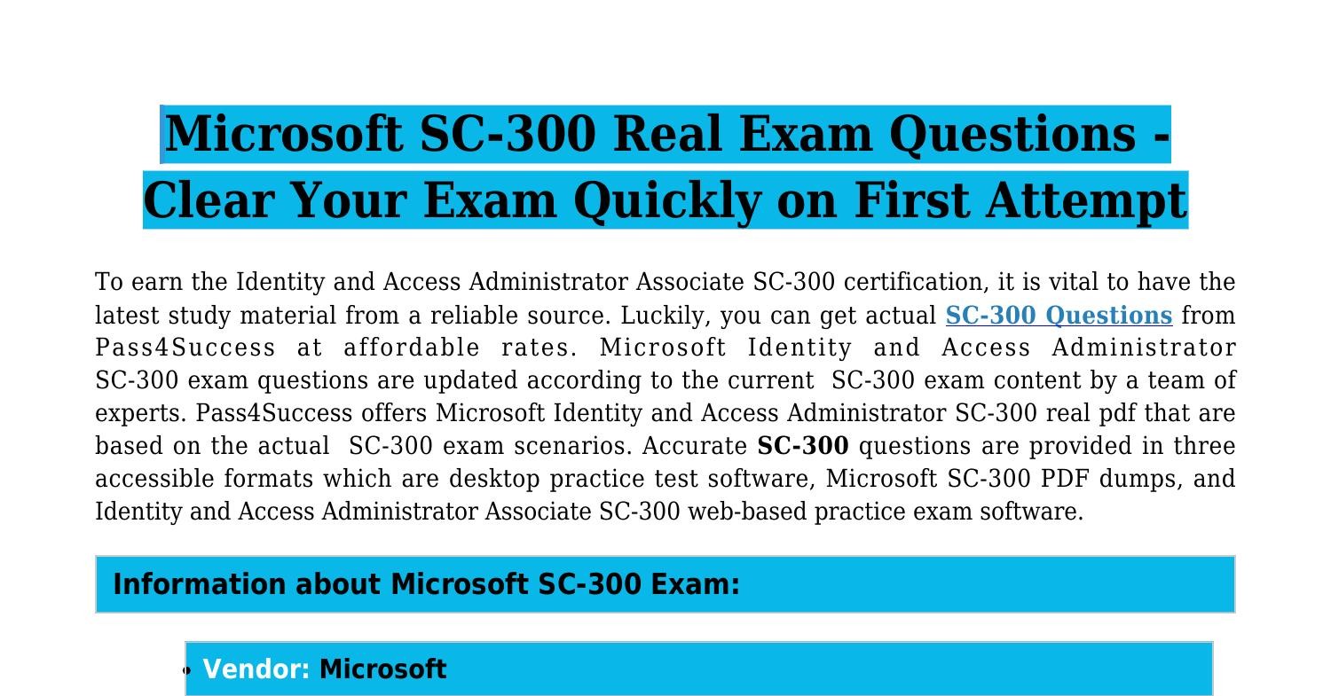 Microsoft SC-300 Questions PDF - The Ultimate Key to Success (2022).pdf ...
