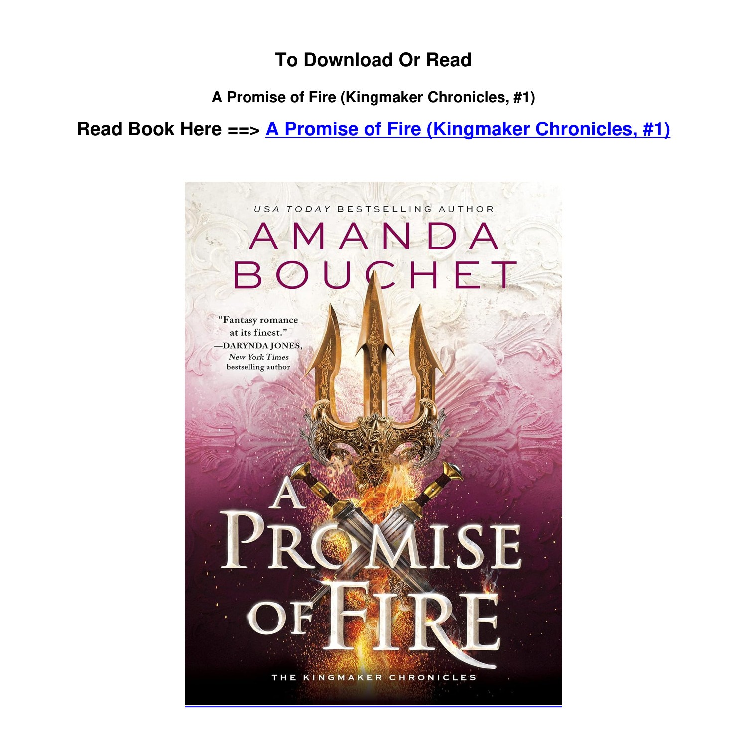 EPub DOWNLOAD A Promise of Fire Kingmaker Chronicles 1 by Amanda ...