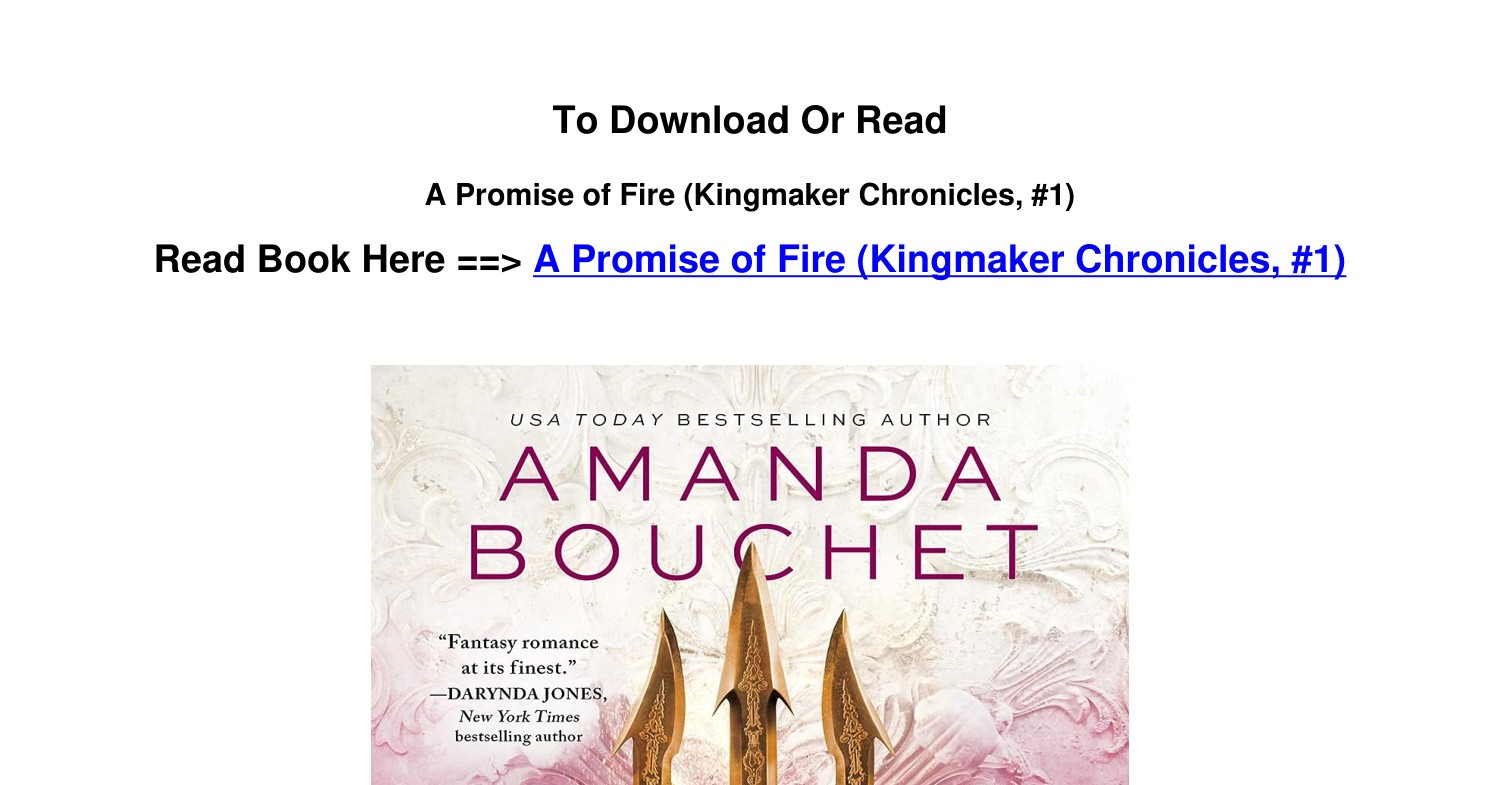 EPub DOWNLOAD A Promise of Fire Kingmaker Chronicles 1 by Amanda ...