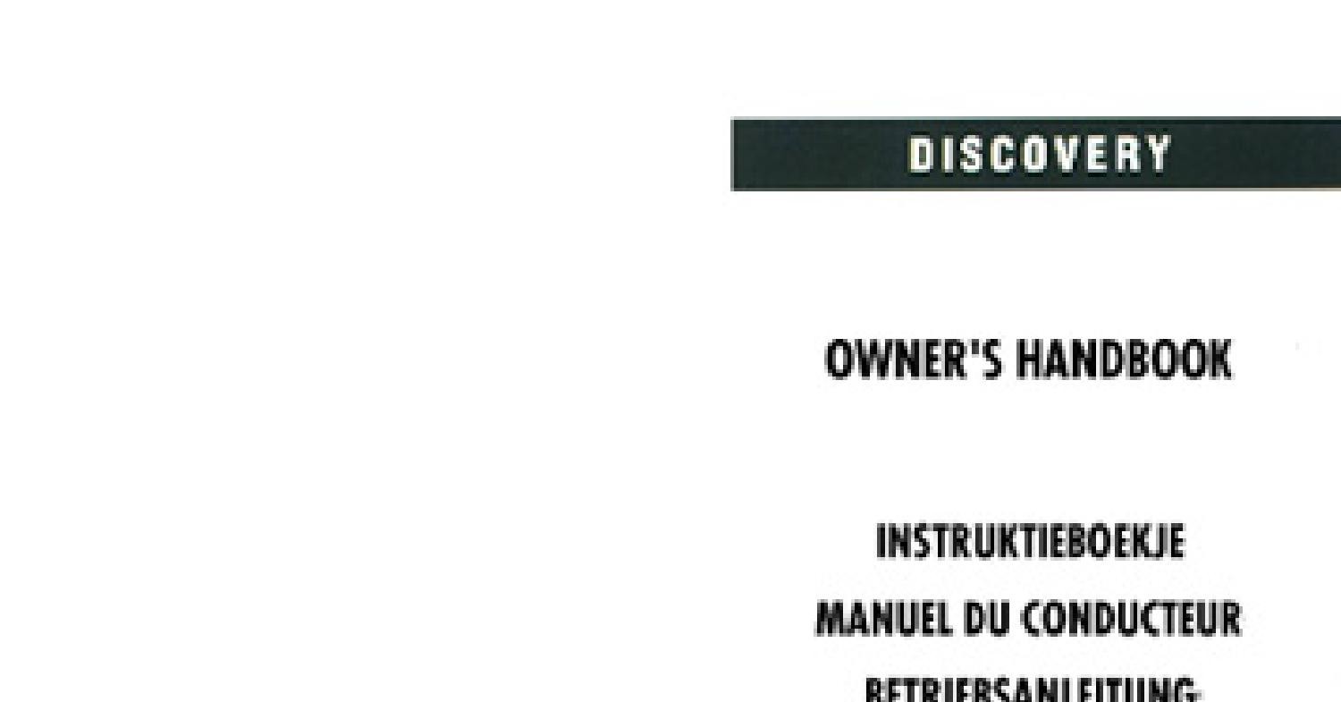 Discovery 1 MY97 - Owner's Manual (LRL0128ENX).pdf | DocDroid