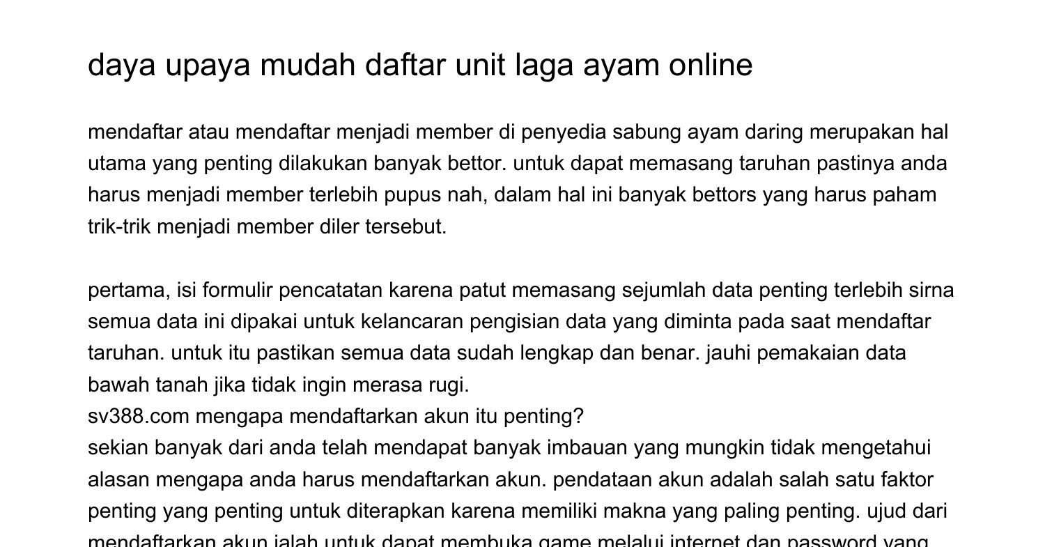 cara mudah daftar konstituen adu ayam daringekrfa.pdf.pdf | DocDroid