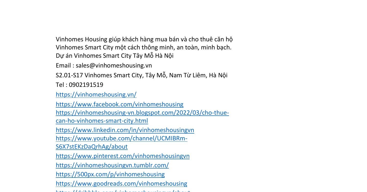 Vinhomes Housing giúp khách hàng mua bán và cho thuê căn hộ Vinhomes Smart City một cách thông ...