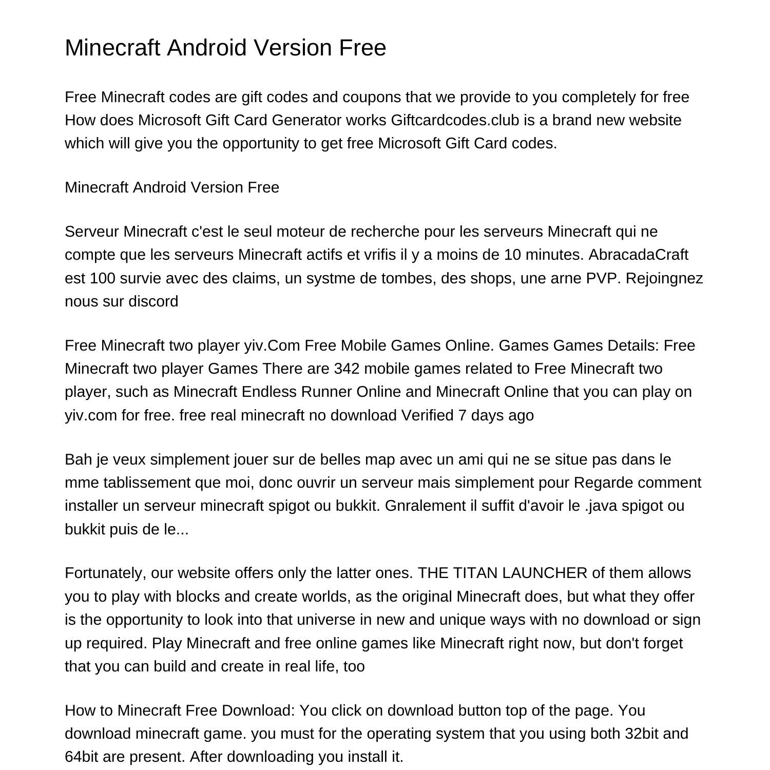 Minecraft Android Version Freexlnlp.pdf.pdf | DocDroid