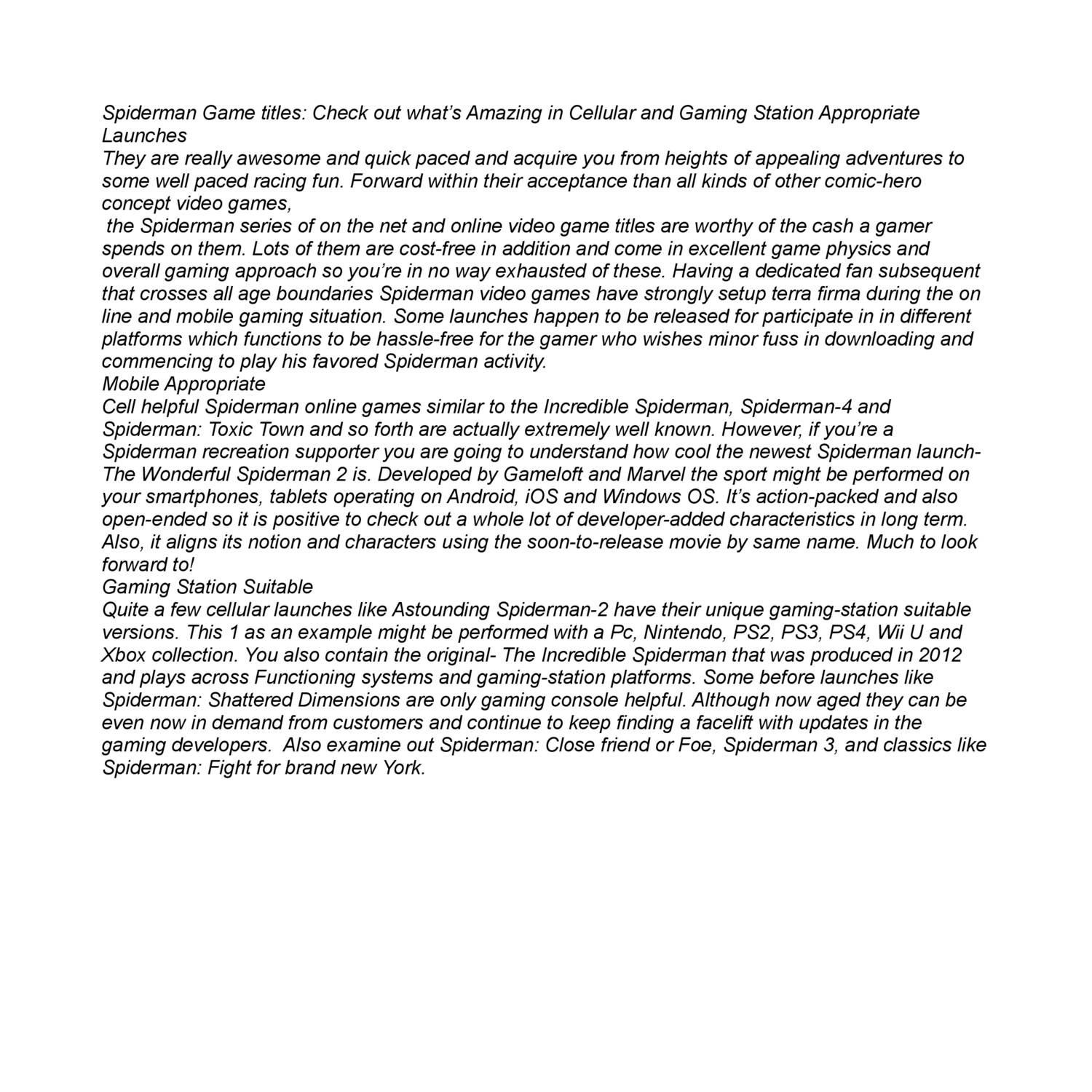 spiderman online games.pdf | DocDroid