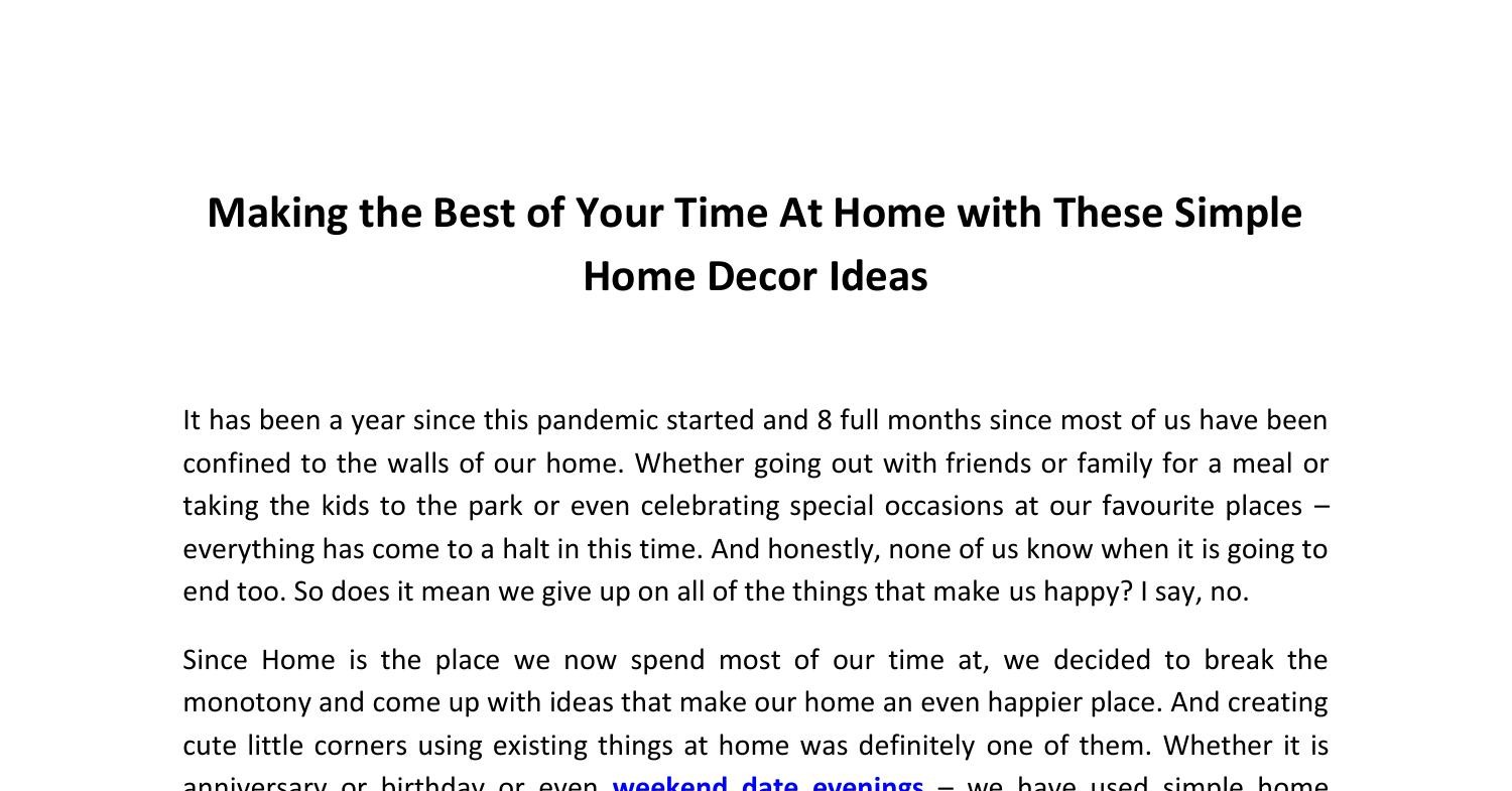 Making the Best of Your Time At Home with These Simple Home Decor Ideas ...