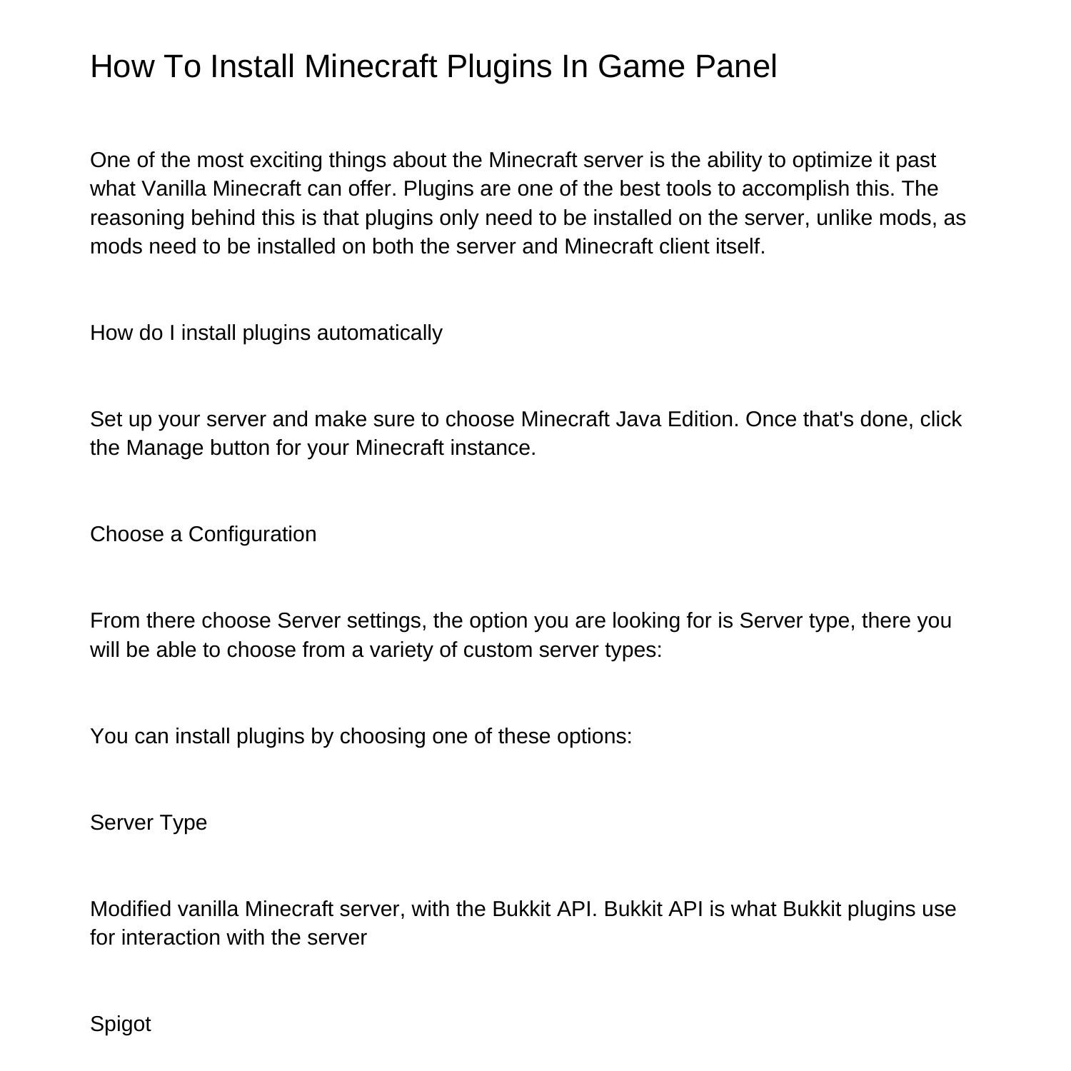 How To Install Minecraft Plugins On Game Panelvpbmp.pdf.pdf | DocDroid