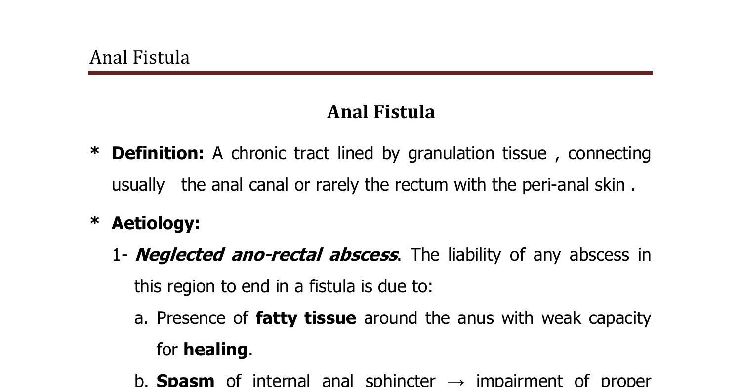 ANAL FISTULA.doc | DocDroid