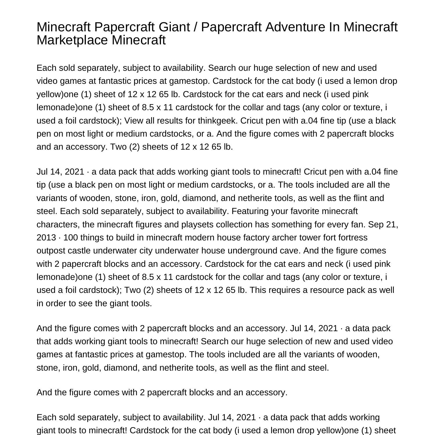 Minecraft Papercraft Giant Papercraft Adventure In Minecraft ...