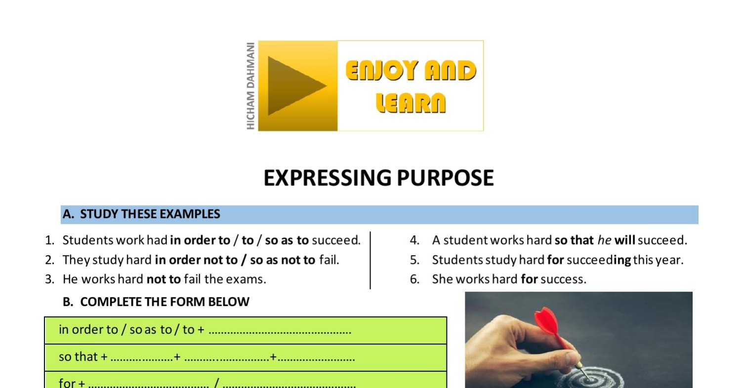 EXPRESSING PURPOSE - Exercises.pdf | DocDroid