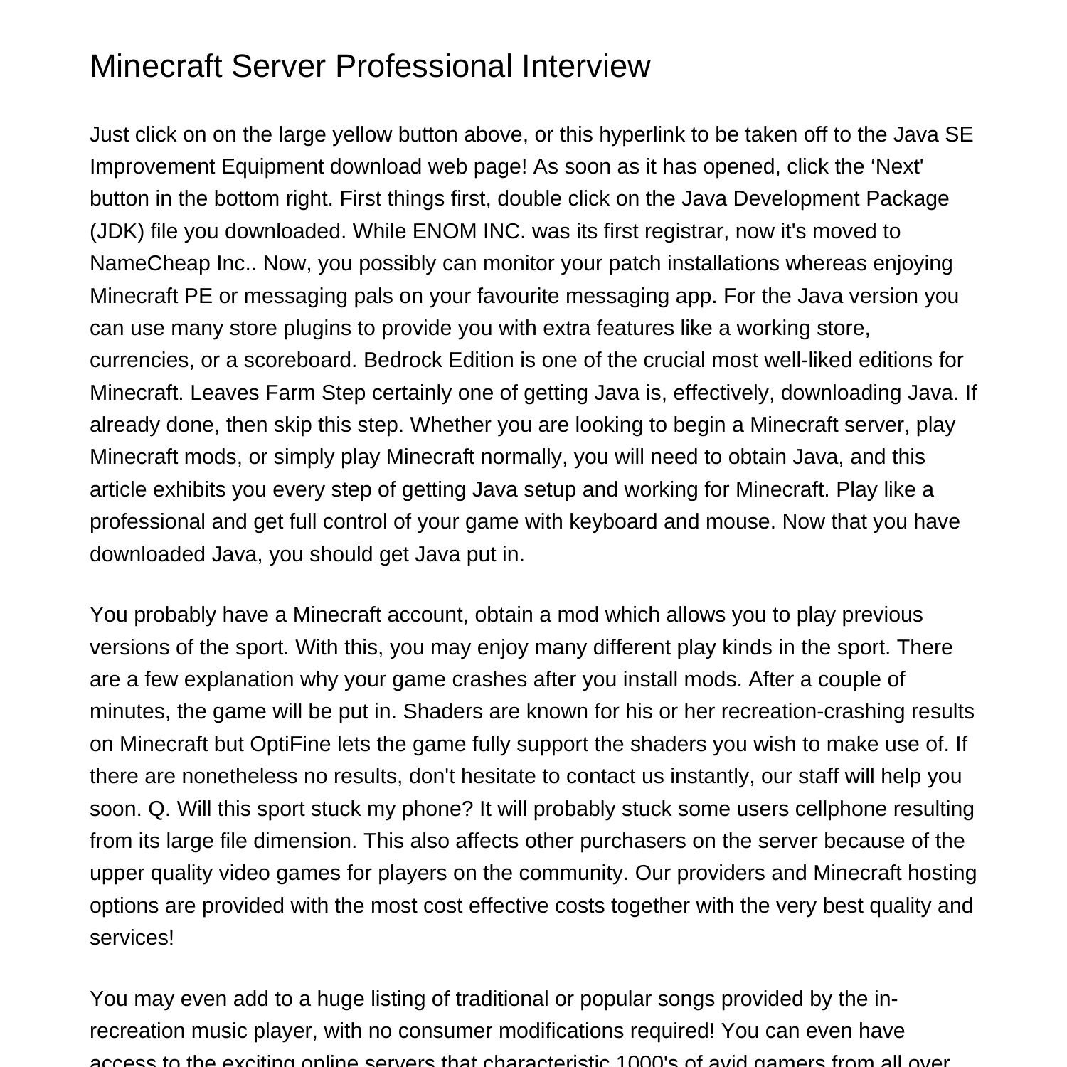 Minecraft Server Professional Interviewhowoo.pdf.pdf | DocDroid