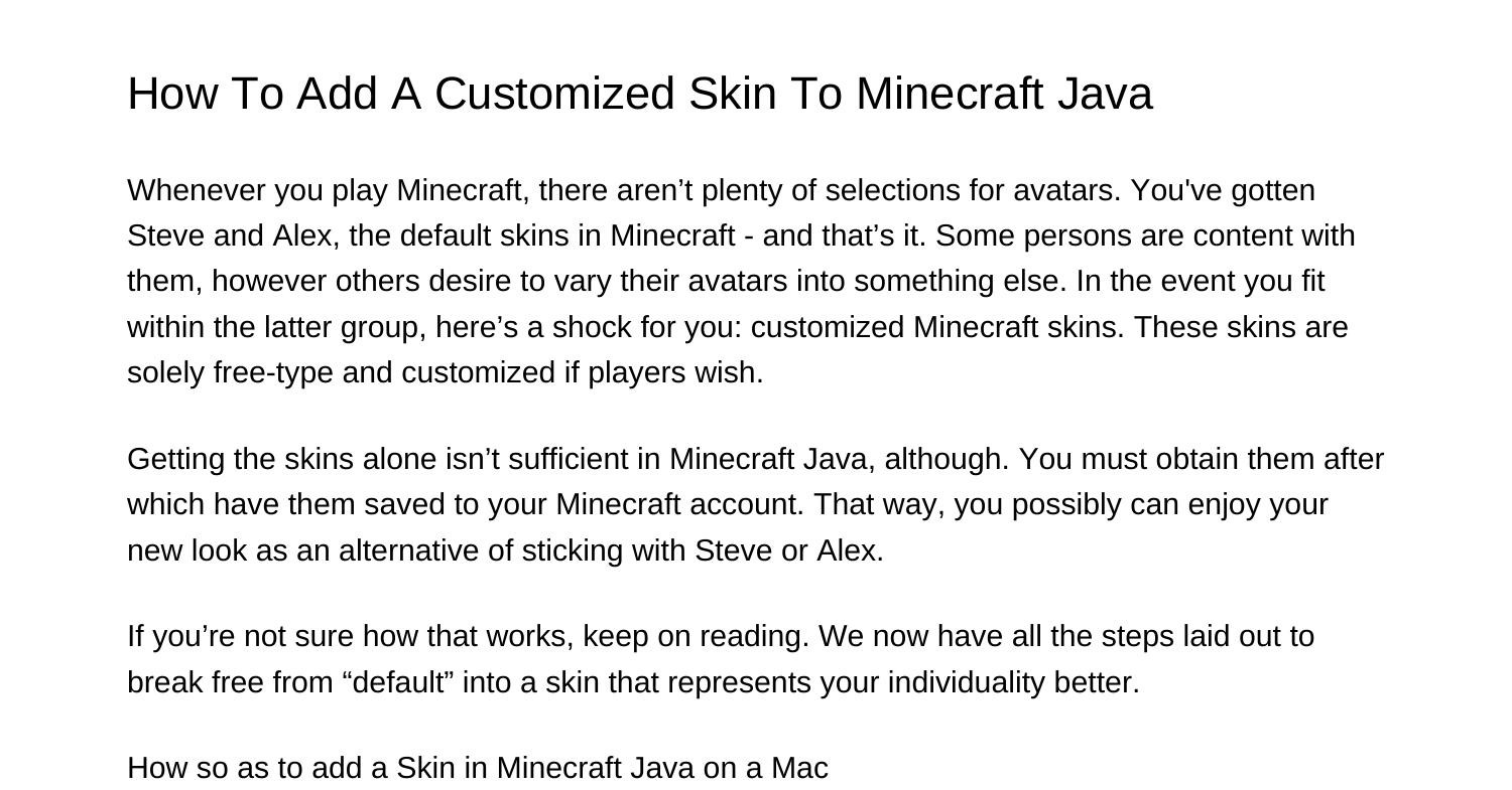 How To Add A Customized Skin To Minecraft Javayousi.pdf.pdf | DocDroid