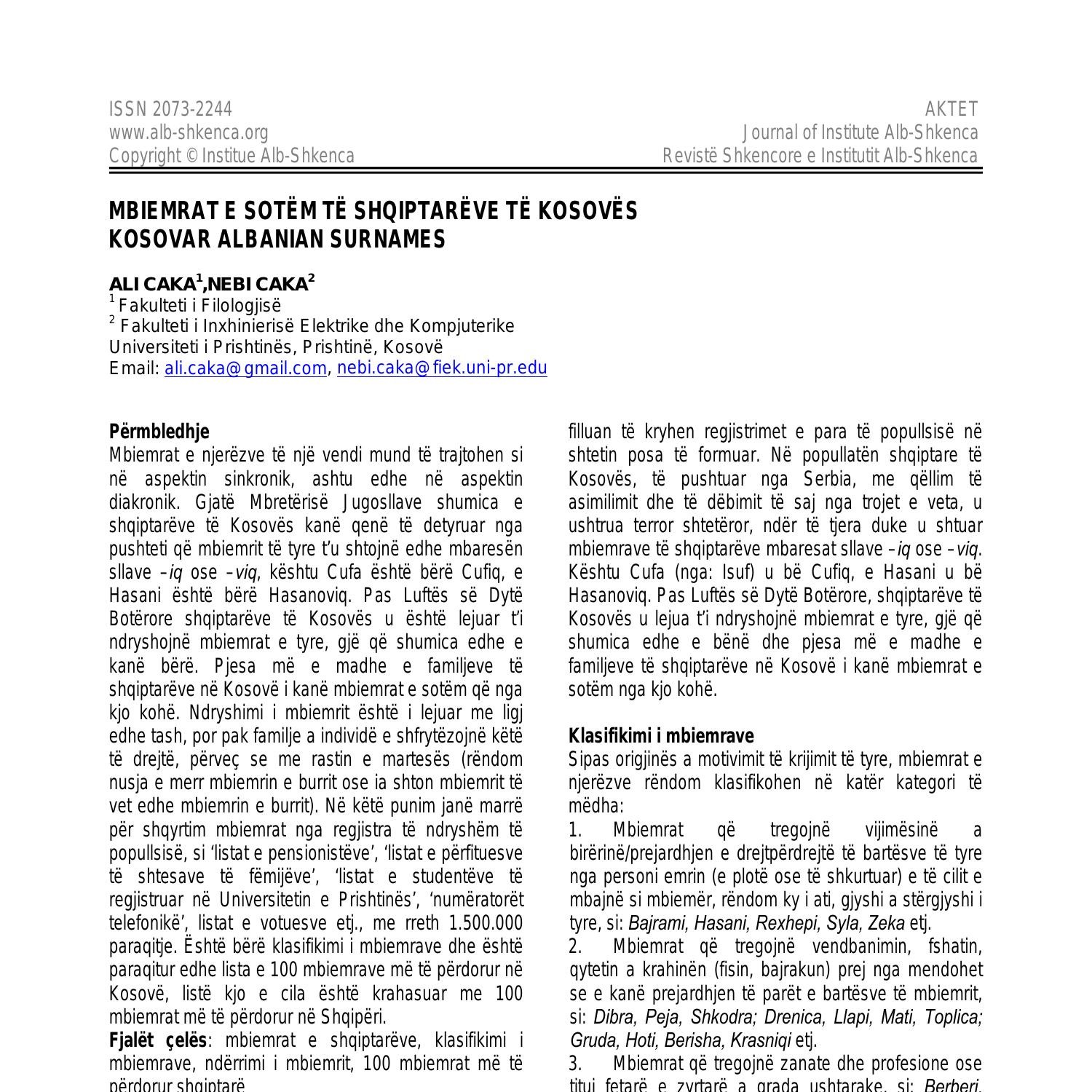 Mbiemrat e sotëm të shqiptarëve të Kosovës.pdf | DocDroid