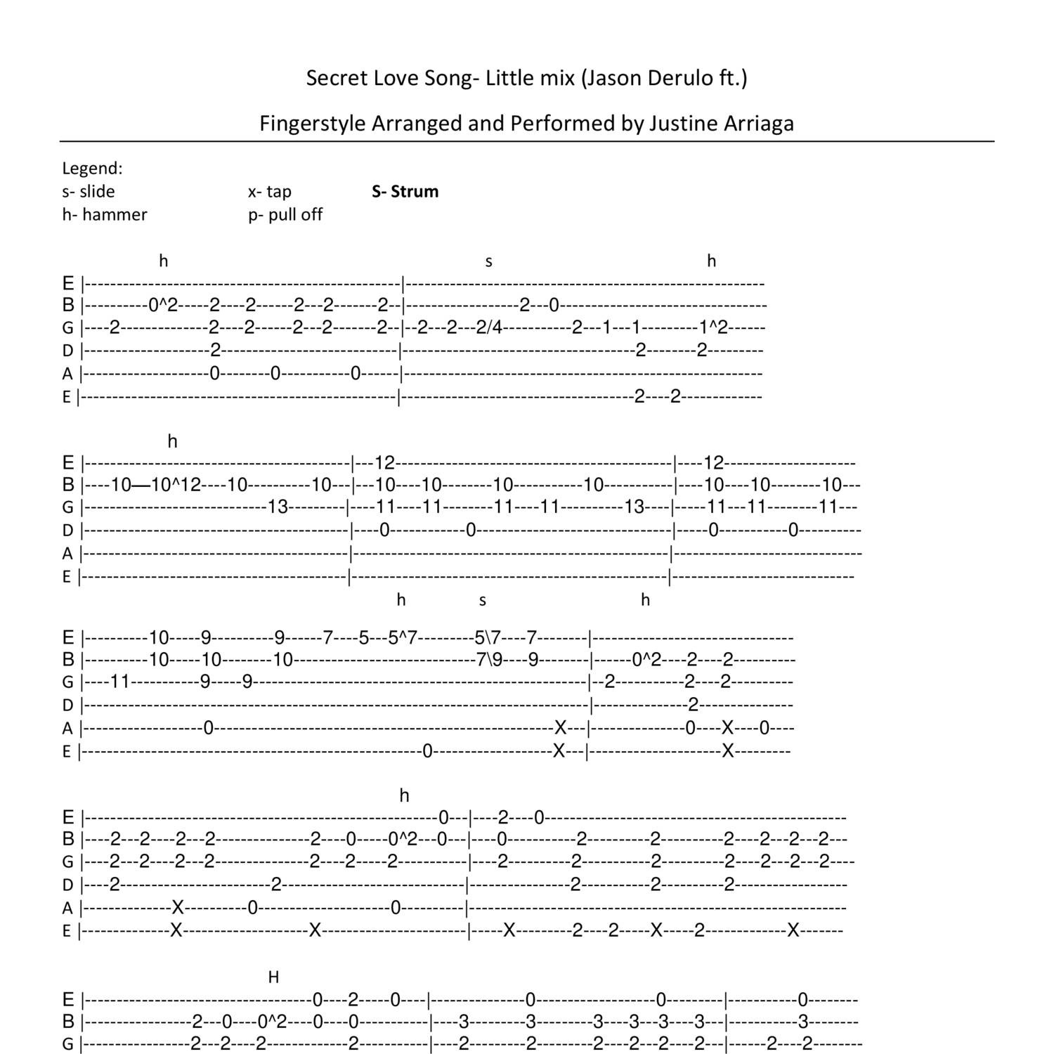 Secret Love Song Fingerstyle Tabs by Justine Arriaga.docx | DocDroid