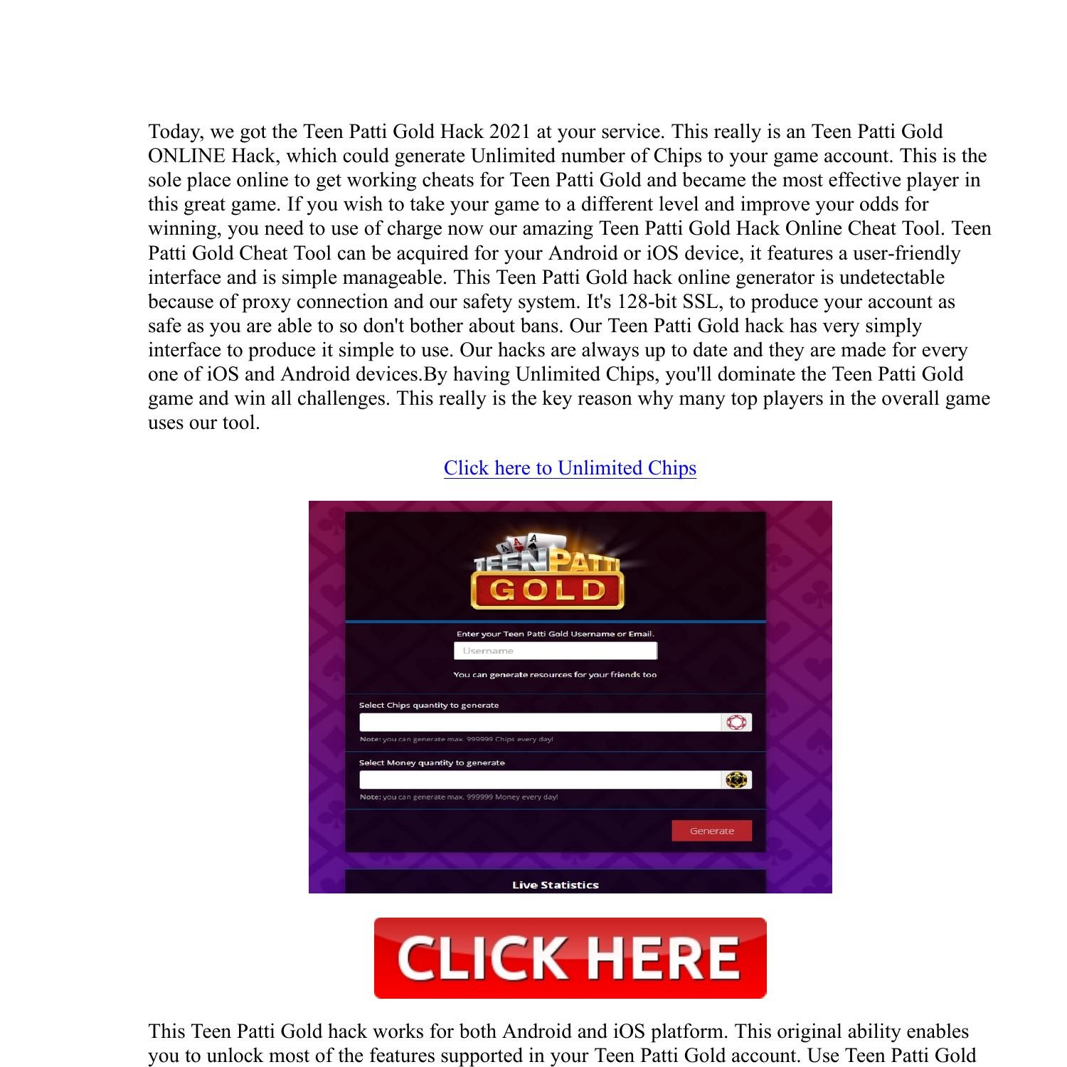 !news! Teen Patti Gold Hack Chips Generator 2021.pdf | DocDroid