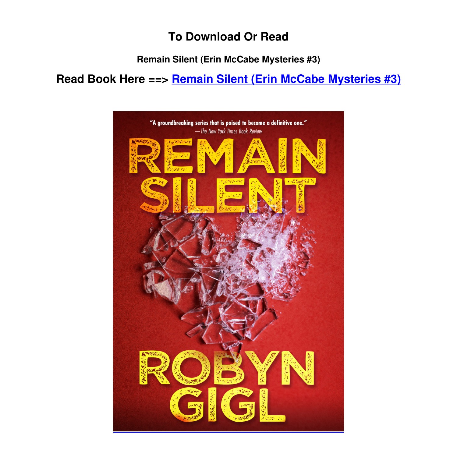 Pdf Download Remain Silent Erin McCabe Mysteries 3 by Robyn Gigl.pdf | DocDroid
