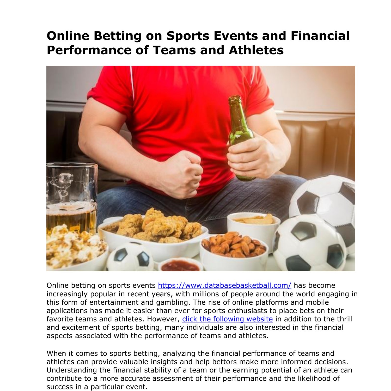 Online Betting on Sports Events and Financial Performance of Teams and ...