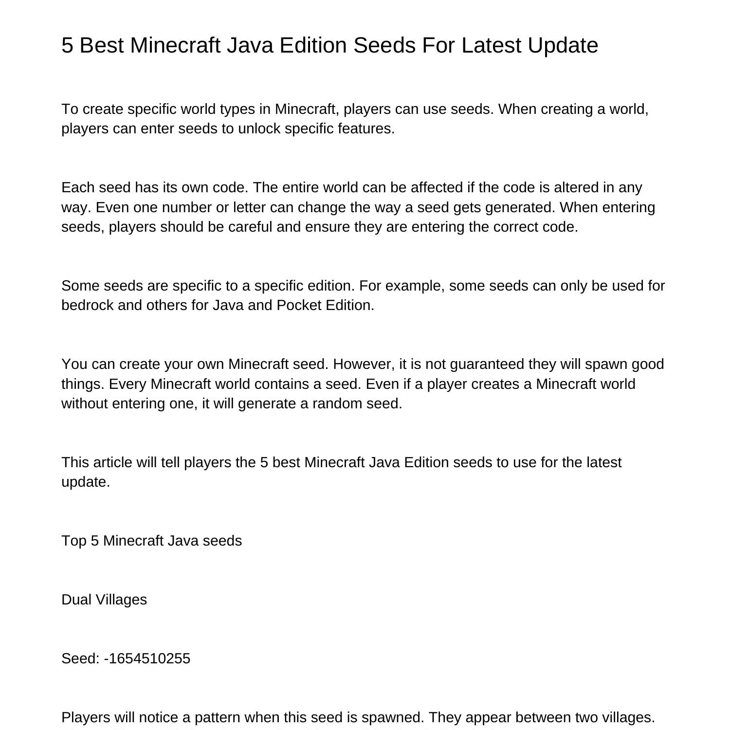 5 Best Minecraft Java Edition Seeds For Latest Updategcans.pdf.pdf ...