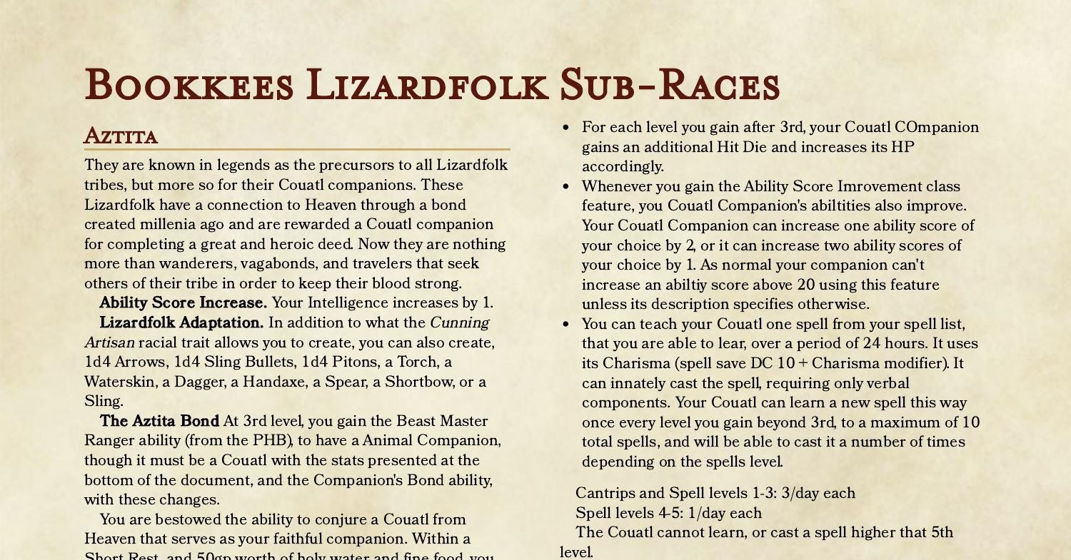 Bookkees Lizardfolk Sub Races.pdf | DocDroid