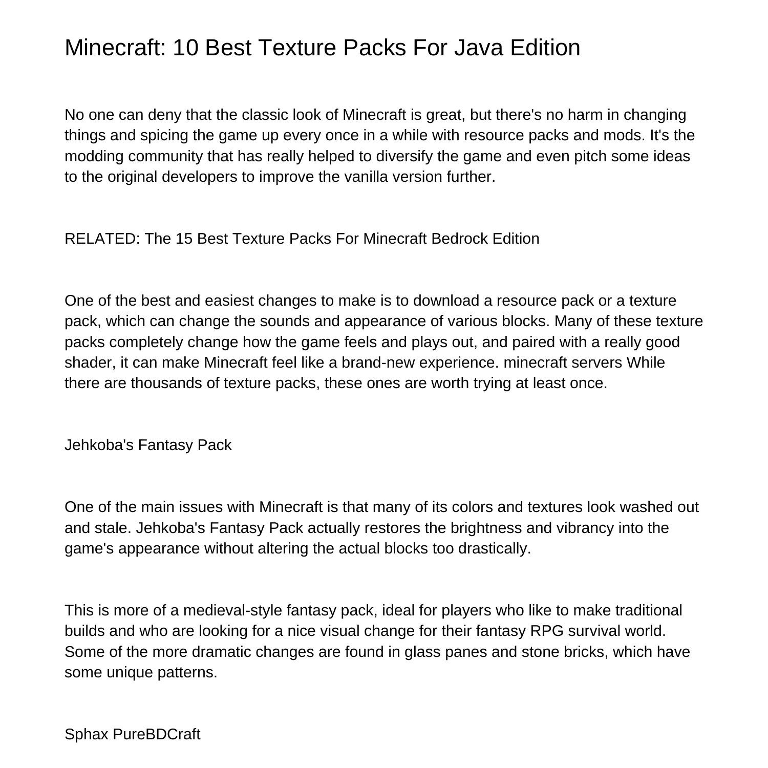 Minecraft 10 Best Texture Packs For Java Editionixceu.pdf.pdf | DocDroid