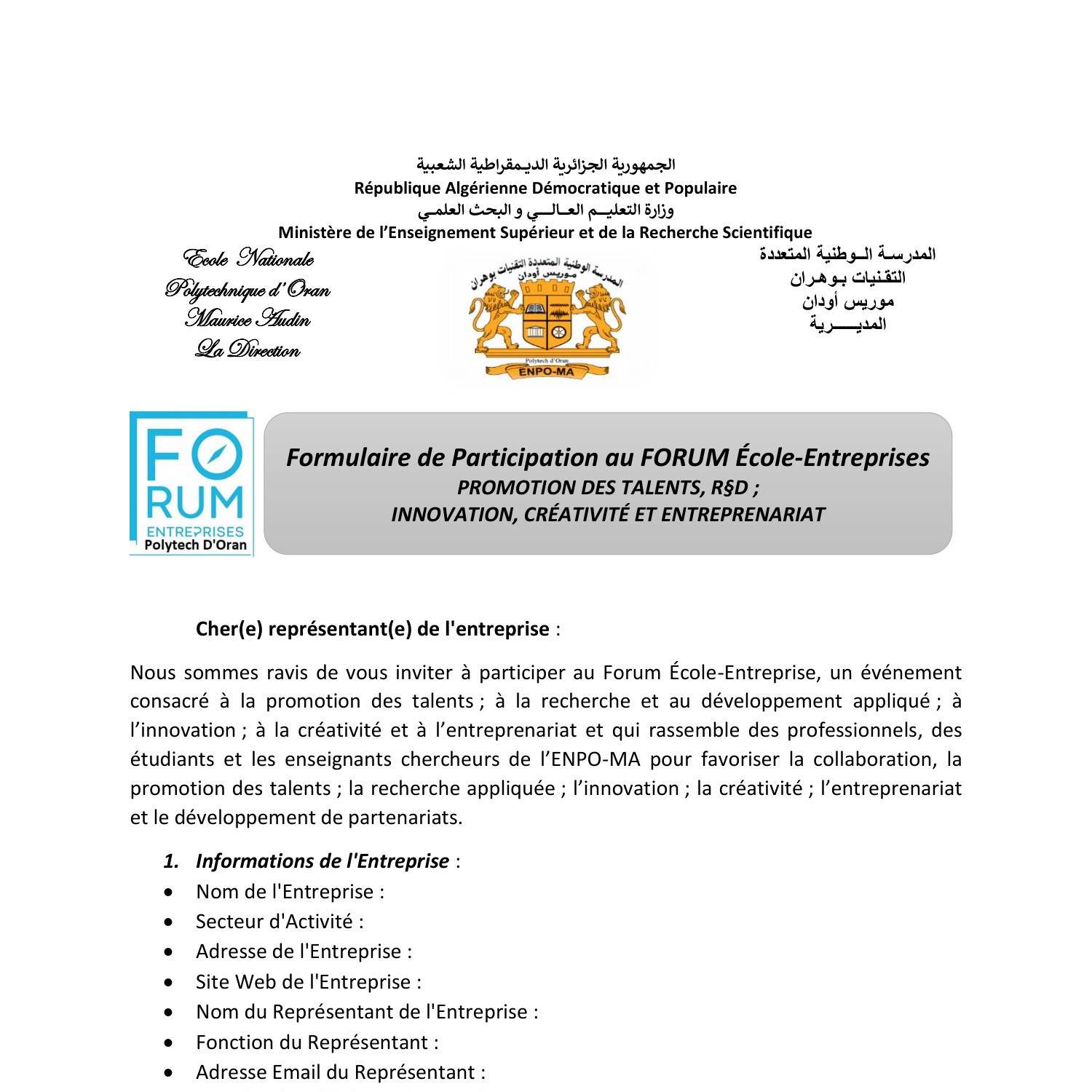 formulaire Final de participation de l'entreprise.docx | DocDroid