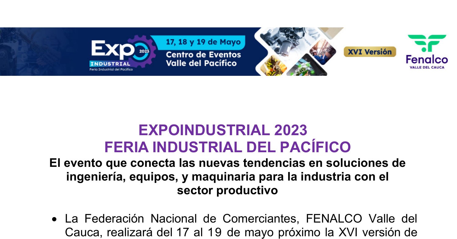 BOLETIN DE PRENSA MAYO 2023 EXPOINDUSTRIAL.pdf | DocDroid